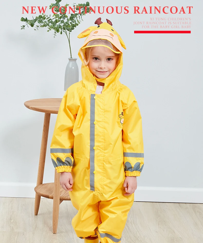 3d Conjoined Children's Raincoat Cartoon Girls Boys Waterproof Baby Lightweight Hooded Children ...