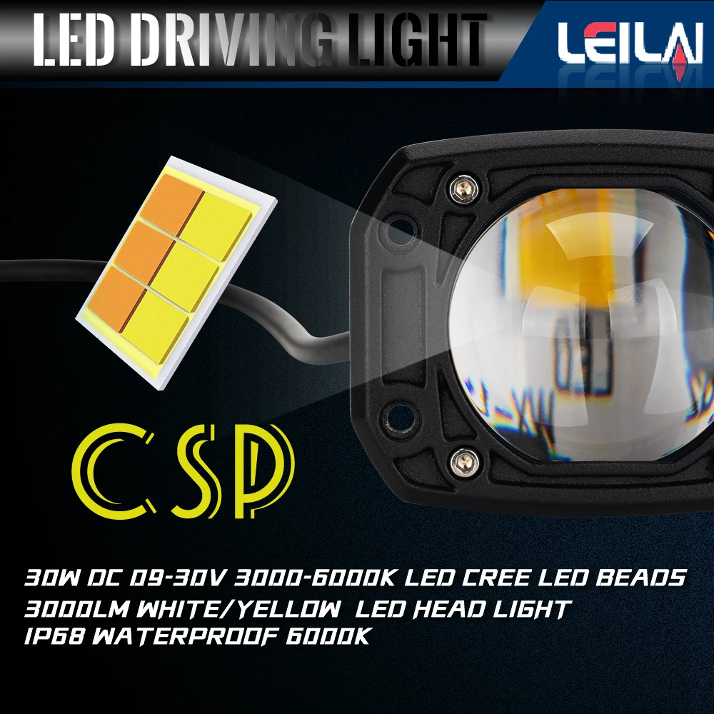 3 Inch LED Work Light Flush Mount Dual Color Led Fog Lights for 4x4 ...