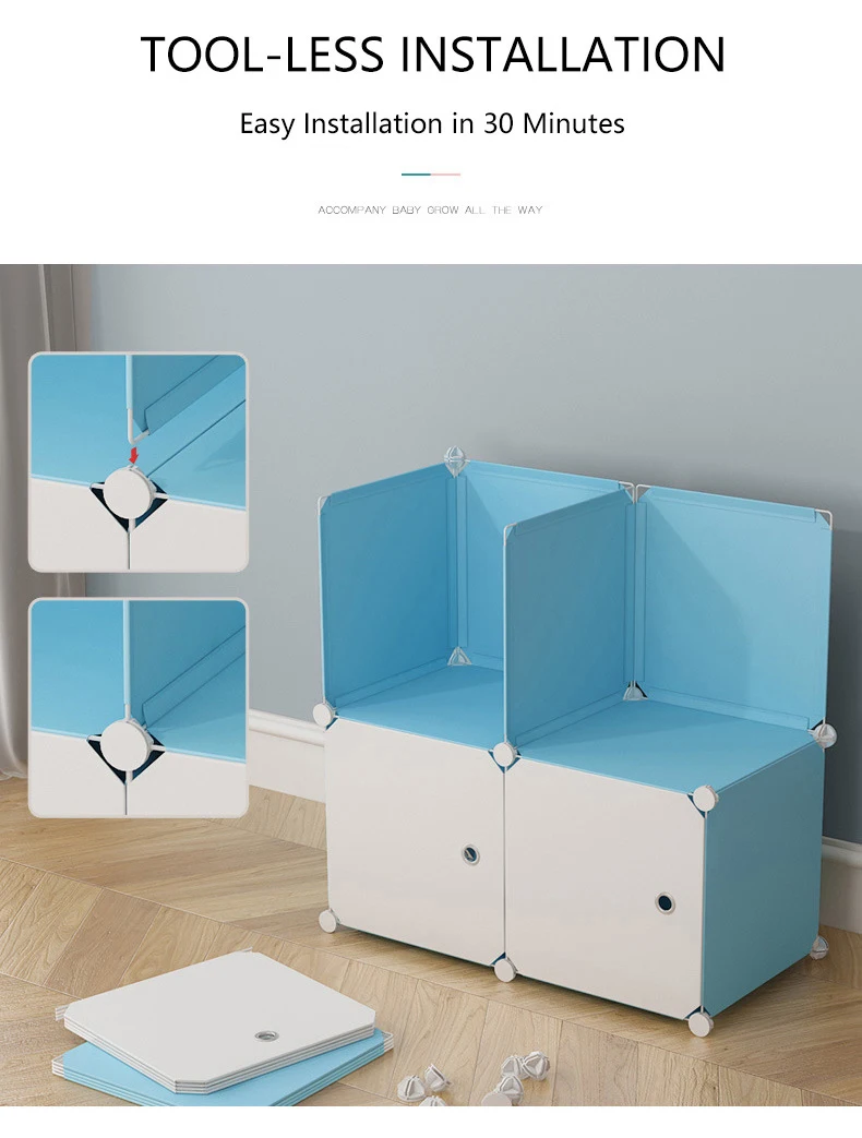 16 Cube Closet Organizers Stackable Cabinet With Caster Foldable ...