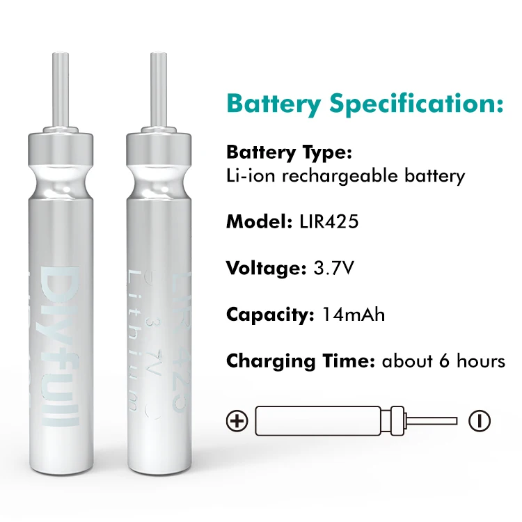 Dlyfull LIR425 Rechargeable CR425 Lithium Pin Battery for LED Fishing Float