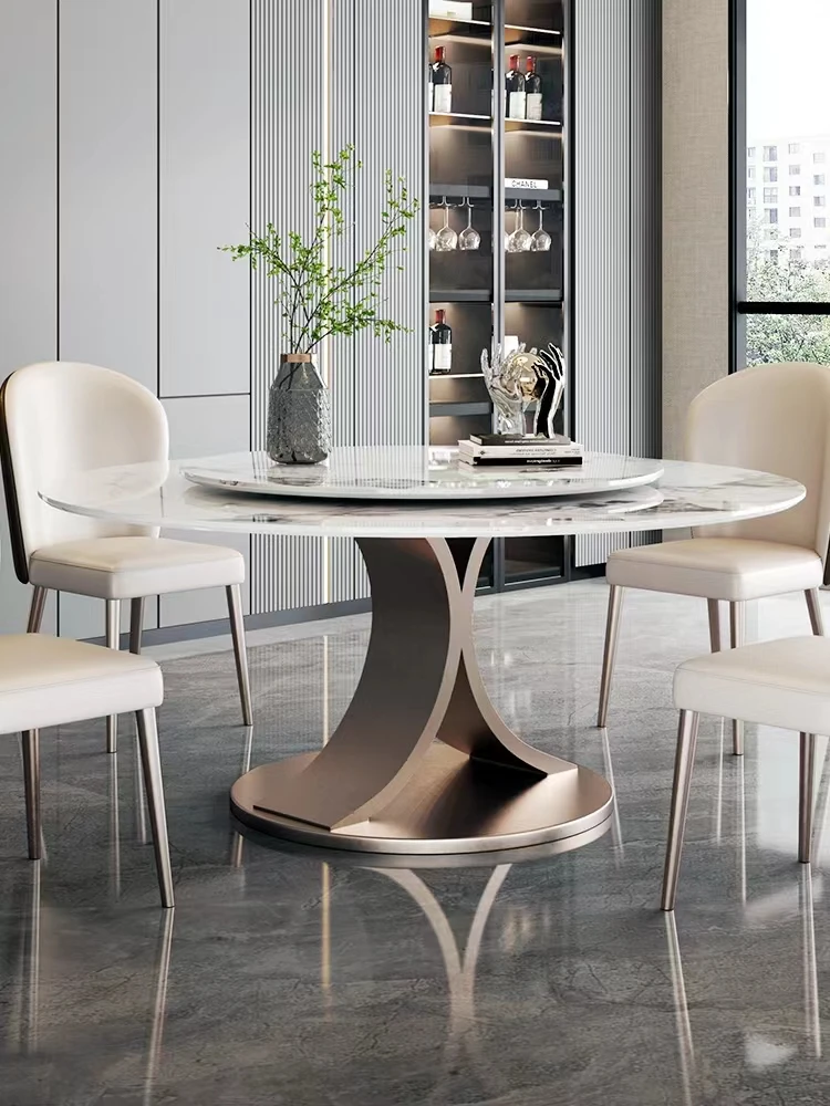 Circular Dining Table Set Modern Home Furniture Metal Gold-Plated ...