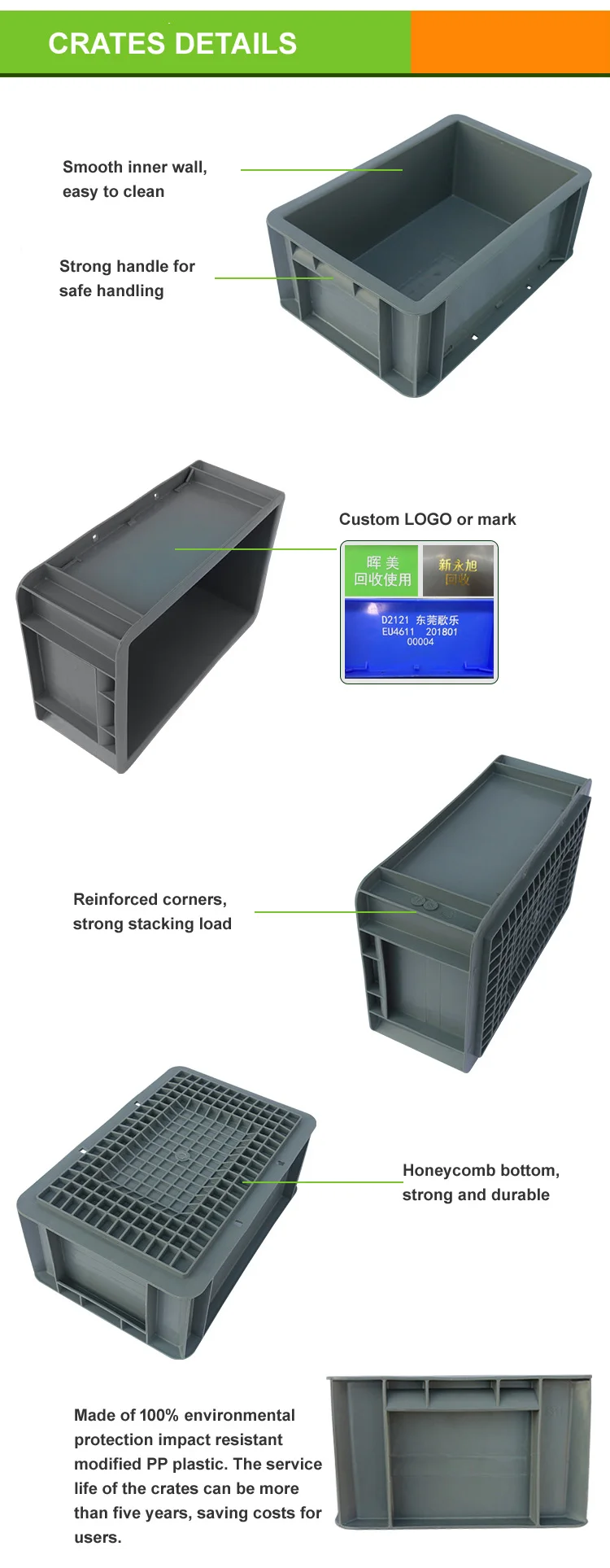 Euro Stacking Heavy Duty Plastic Storage Containers Boxes Industrial ...