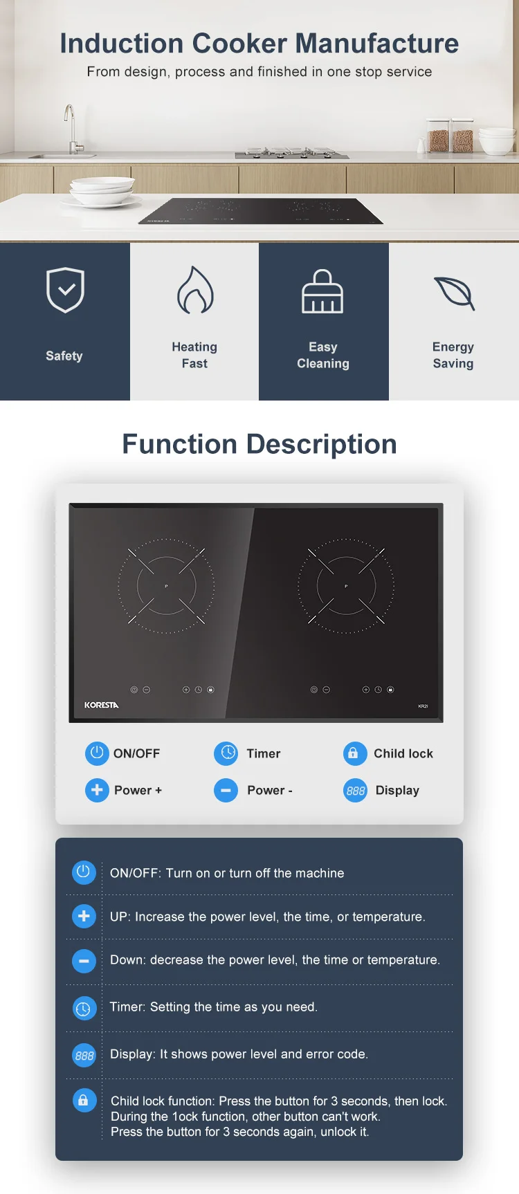 Kitchen Led Display Double Burner Built-in Induction Cooker - Buy Built ...