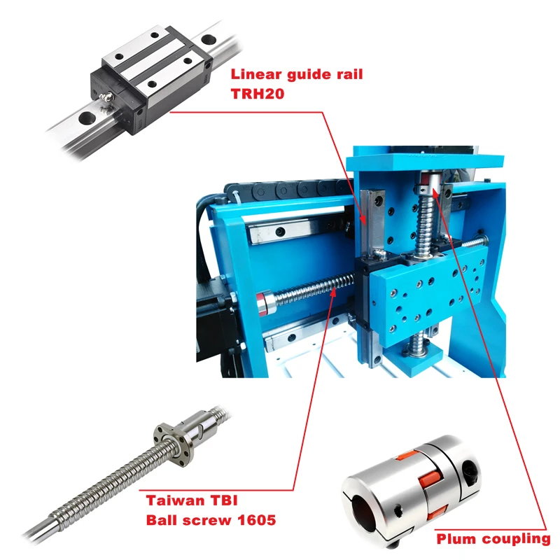 Linear Guide Rails CNC Router Engraver 4 Axis 1500W 2200W