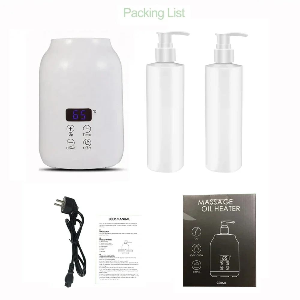 250ML Electric Massage Oil Warmer Digital Lotion Cream Heater With LED ...