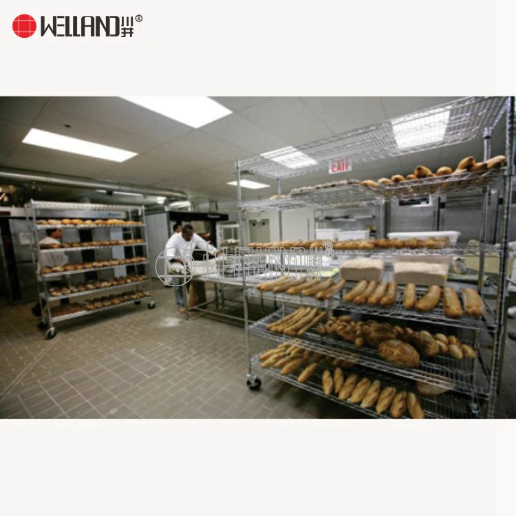 Supermarket Bakery Bread Display Rack With Wheels Wire Shelving - Buy ...
