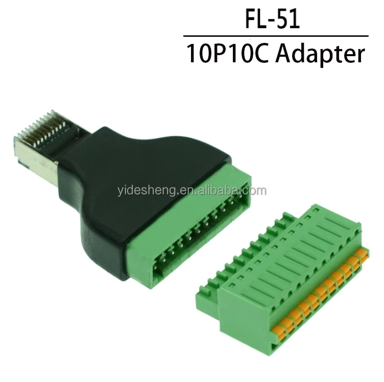 RJ50 to 10P10C Adapter for CCTV DVR - Dual-Core Screw Terminals