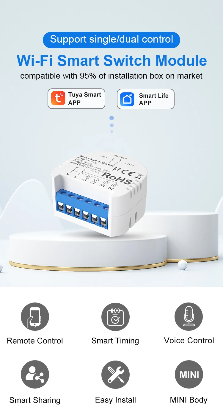 100-240v 150w Smart Life/tuya App Remote Control Work With Alexa Mini Smart Wifi Switch Wifi ...