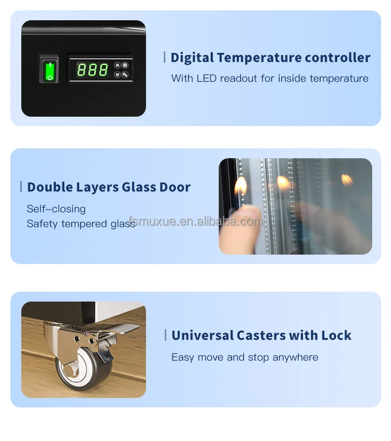 MUXUE Upright Glass Door Cold Drink Beverage Direct Cooling Fridge ...