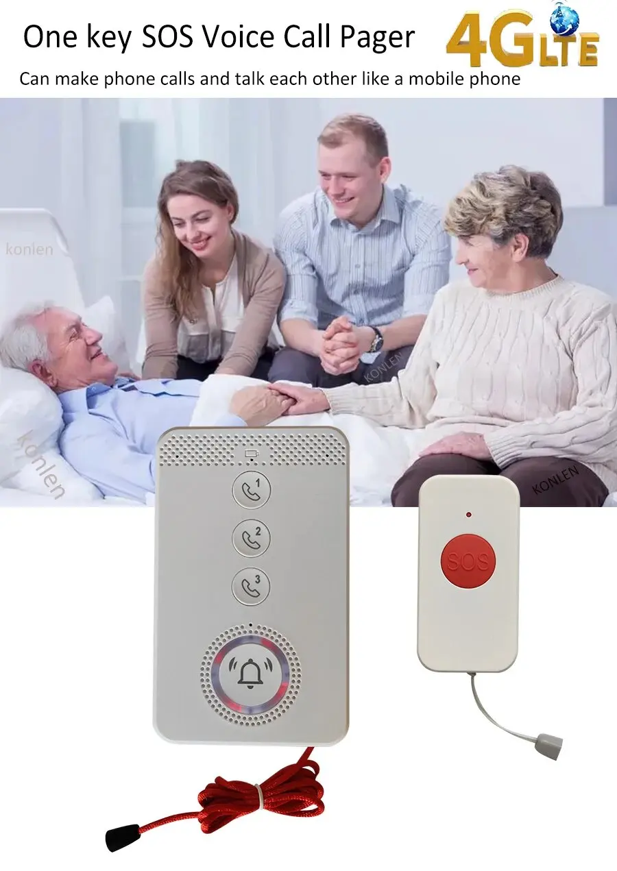 KONLEN 4G Call Button System - Emergency SOS for Elderly
