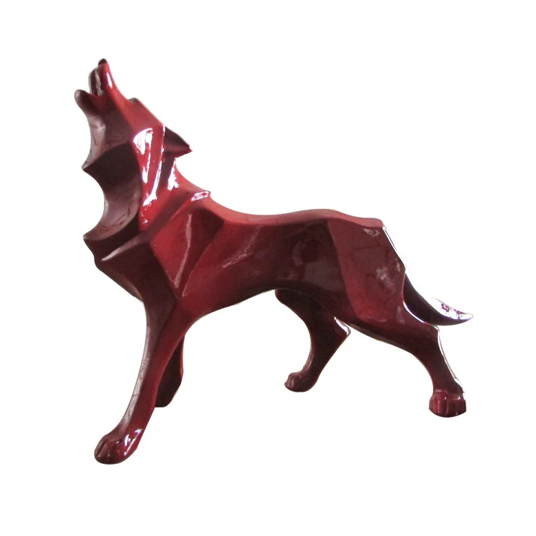 Resin Statues Metallic Silver Finish Wolf Statue Decorations For Home ...