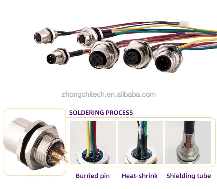 Amphenol Male A Coding Waterproof 6 Pin 8 Pin Panel Mount Ip67 2 Pin Circular Connector M8 - Buy ...