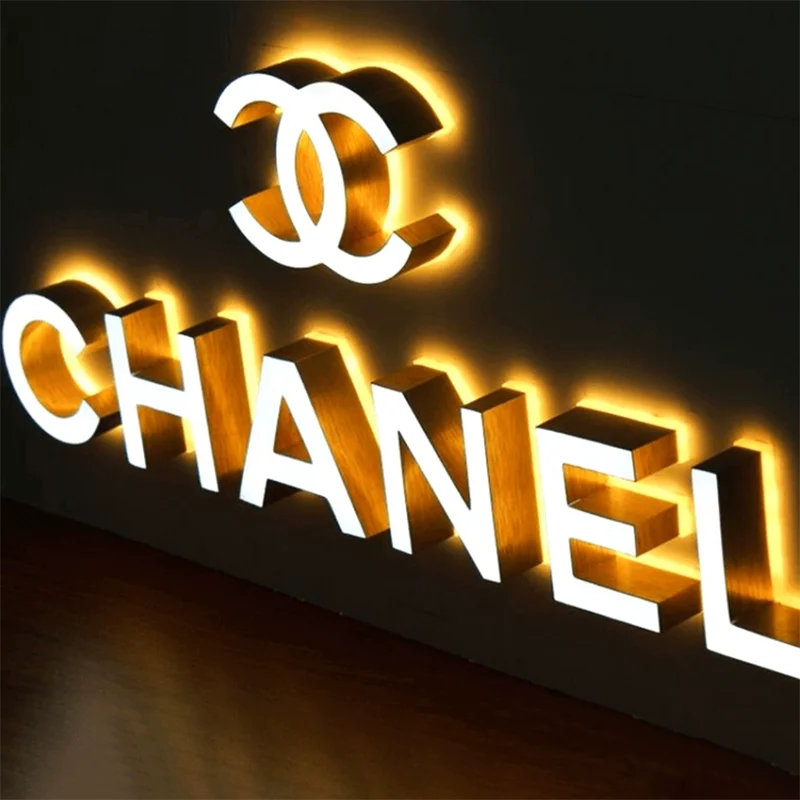 Outdoor Advertising Business Custom LED Letters Gold 3d Stainless Steel ...