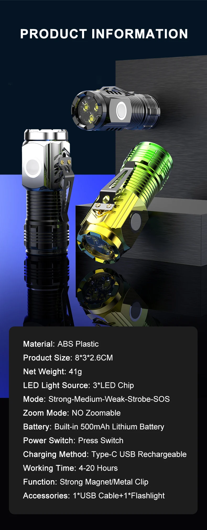 Wholesale Small Portable Led Tactical Flashlight Plastic Rechargeable ...