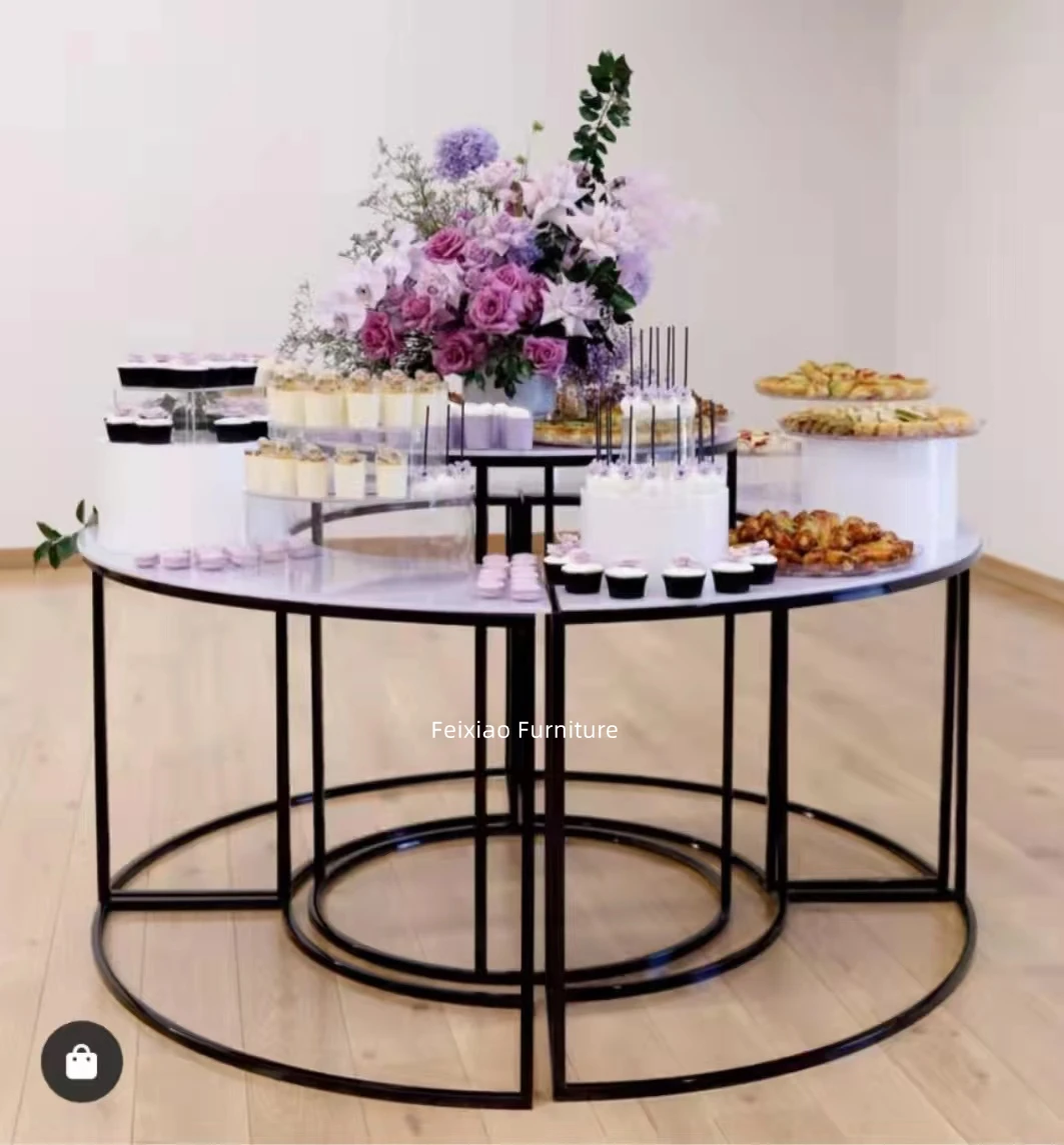 Modern Golden Combination Round Cake Table Cake Display Racks For ...