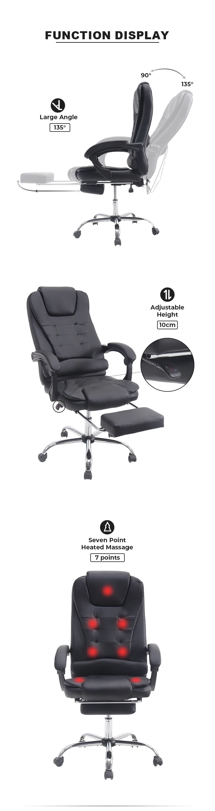 Comfortable Height Adjustable Leather Executive Office Furniture Boss ...