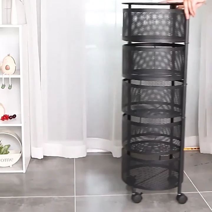 Modern White Black Kitchen Storage Rotatable Shelf 3/4/5 Layers ...