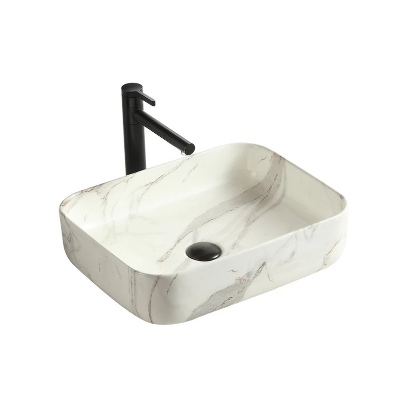 Decorative Rectangle Ceramic Bathroom Countertop Lavatory Sink Custom ...