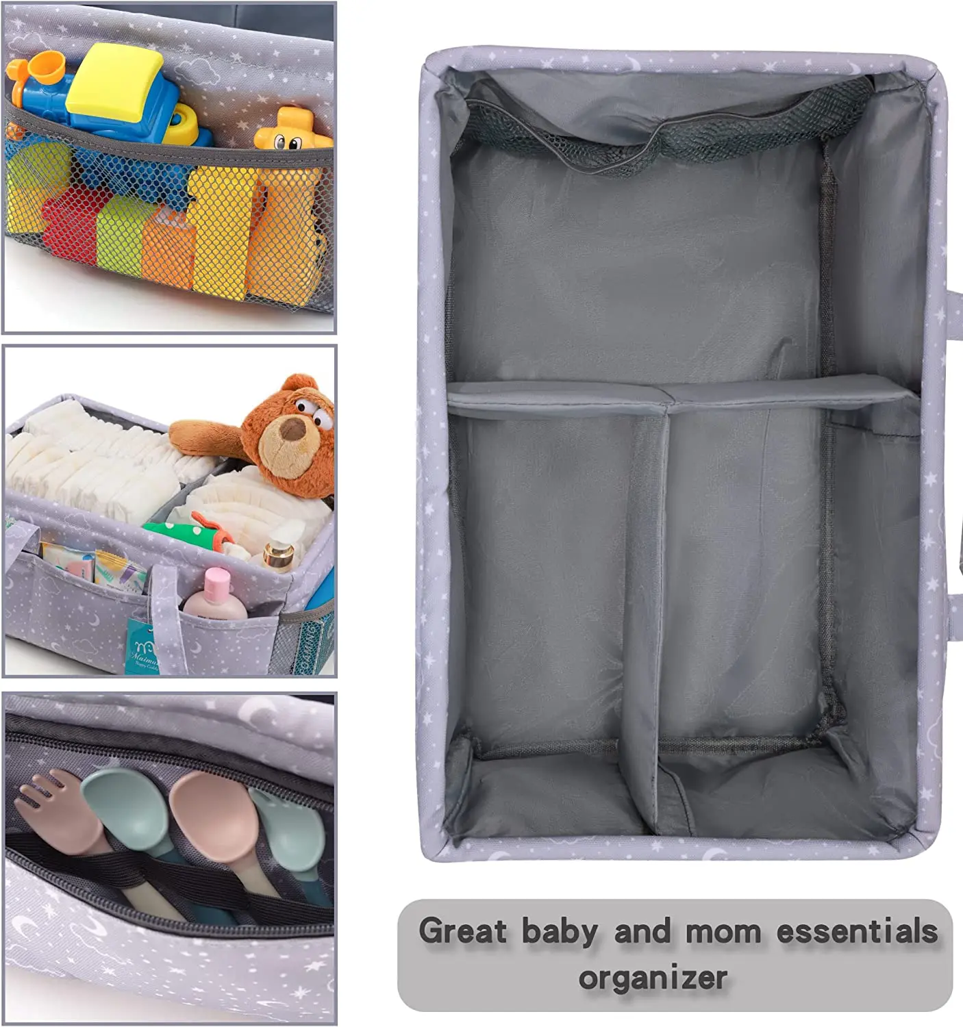 KUYUE Large Baby Diaper Caddy Organizer with Nappy Changing Pad Car ...