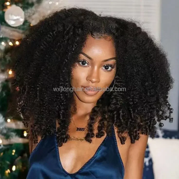 4A/4B/4C Afro Kinky Curly U Part Wig - Human Hair for Black Women, High ...