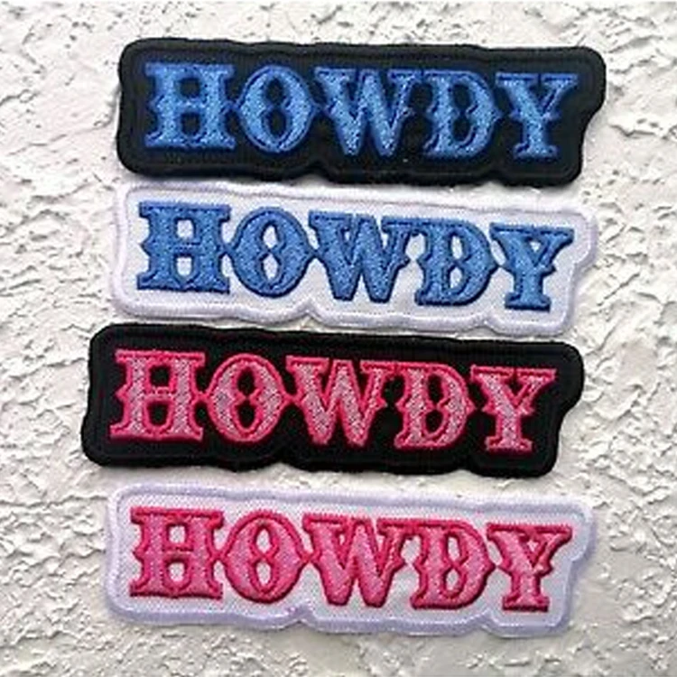 Howdy Embroidery Heat Press Patches Custom Woven Embroidered Howdy Cowboy Western Iron on ...