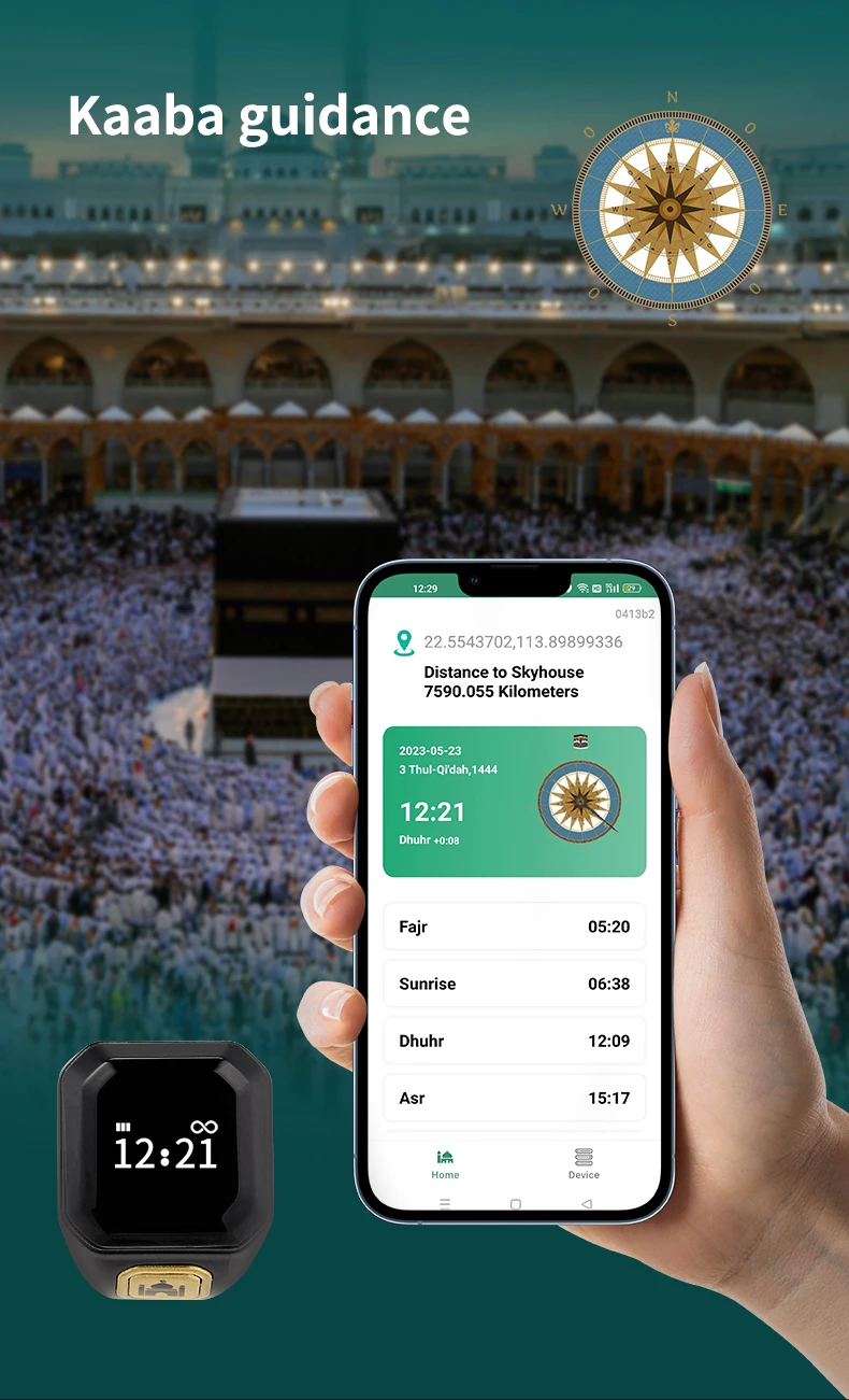 Wozefu Wearable Oled Display Prayer Counter Smart Ring Tasbih App ...