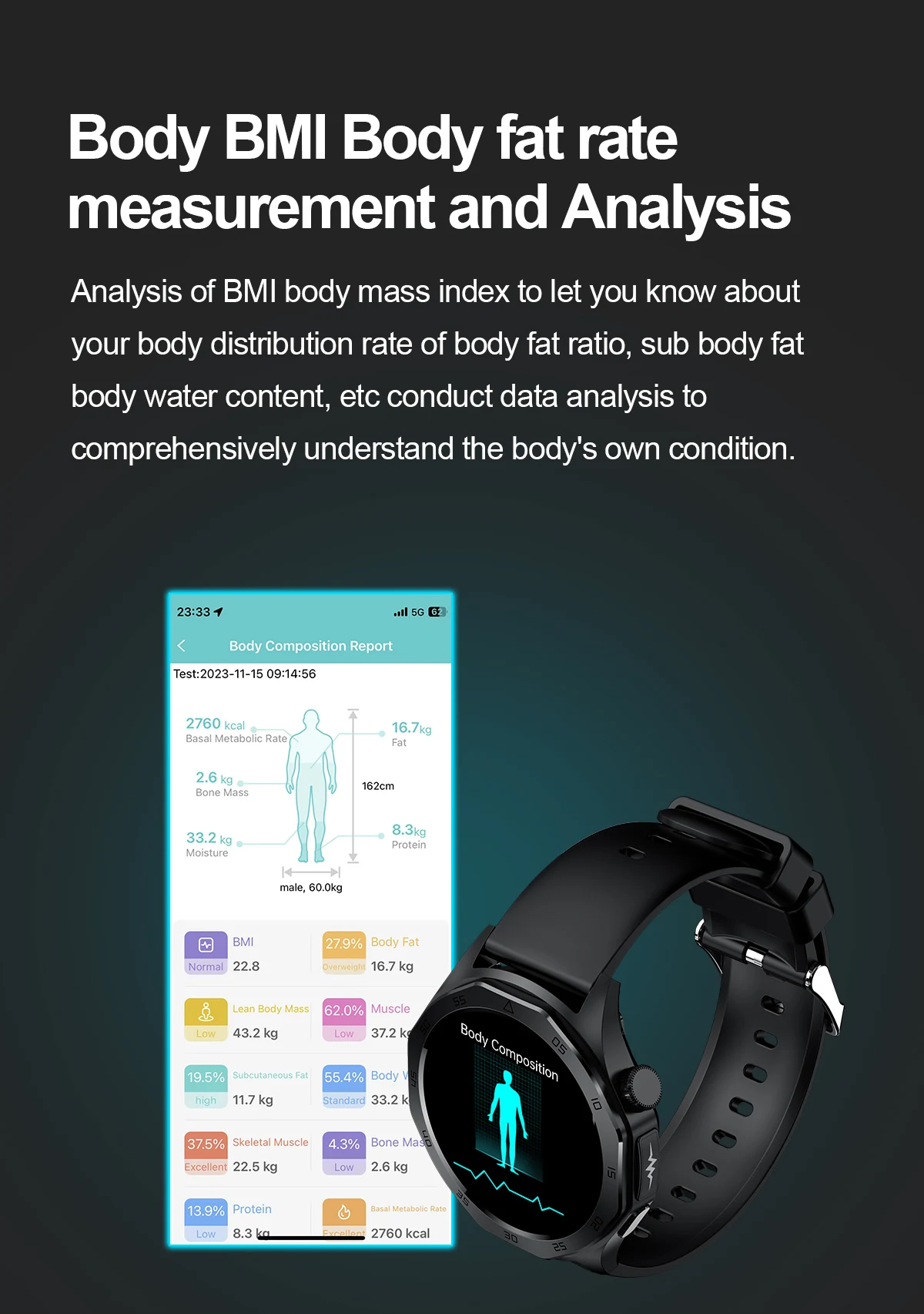 Amoled Super Retina Bmi Health Ecg Blood Pressure Smart Watch V480 Ppg ...