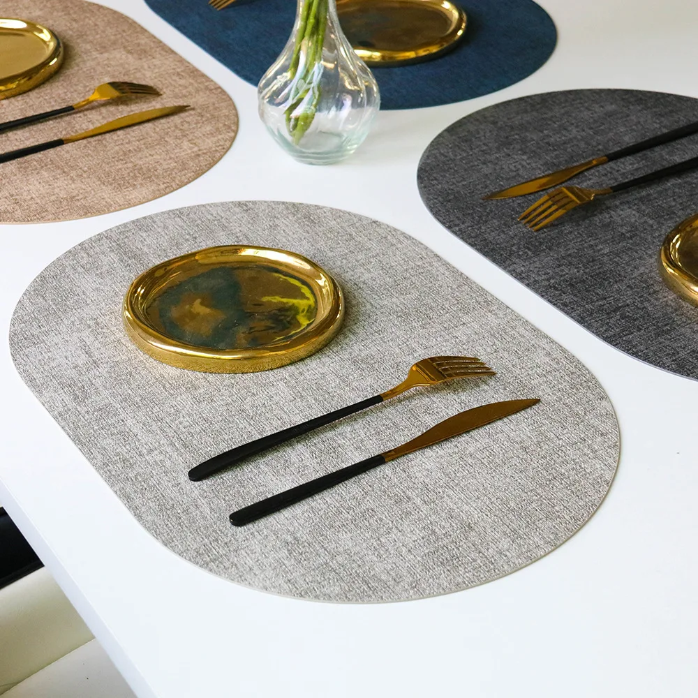 Oval Shape Faux Leather Place Mat Heat Resistant Non Slip Waterproof ...