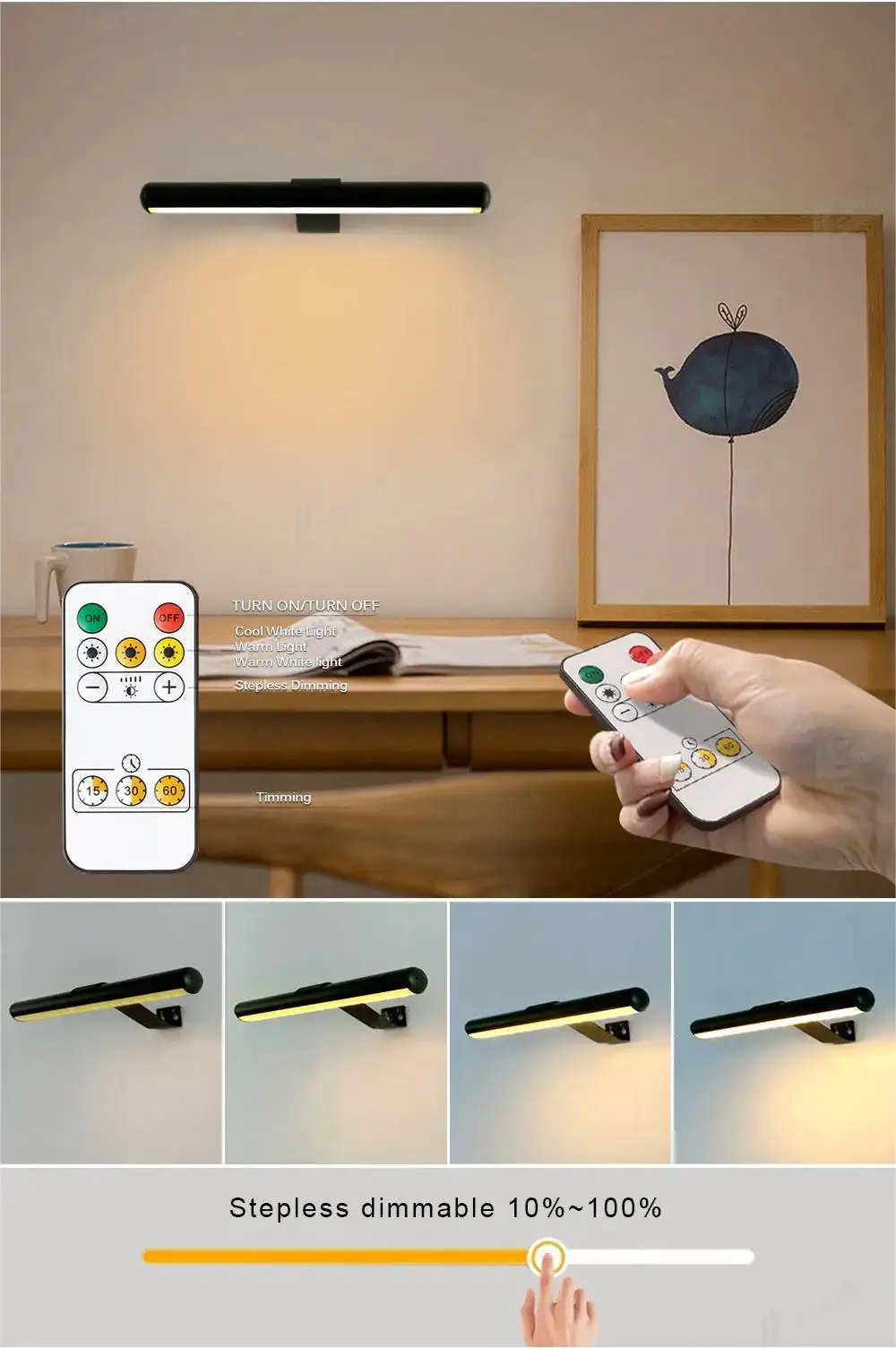 Modern Gallery Picture Light Indoor Wireless Wall Amp Rechargeable with ...