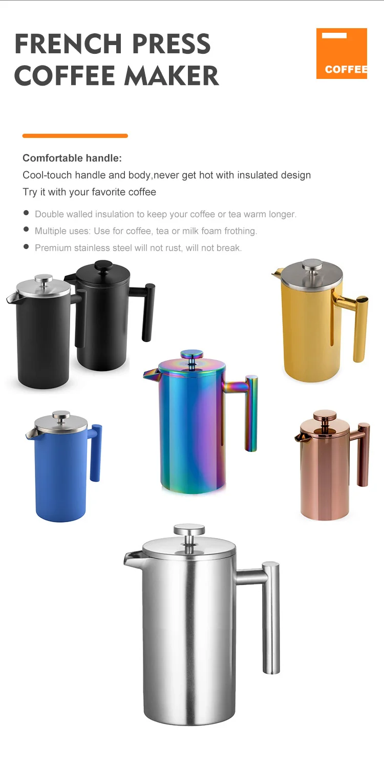 Luxury Rose Gold Color Double Wall Stainless Steel French Press - Buy ...