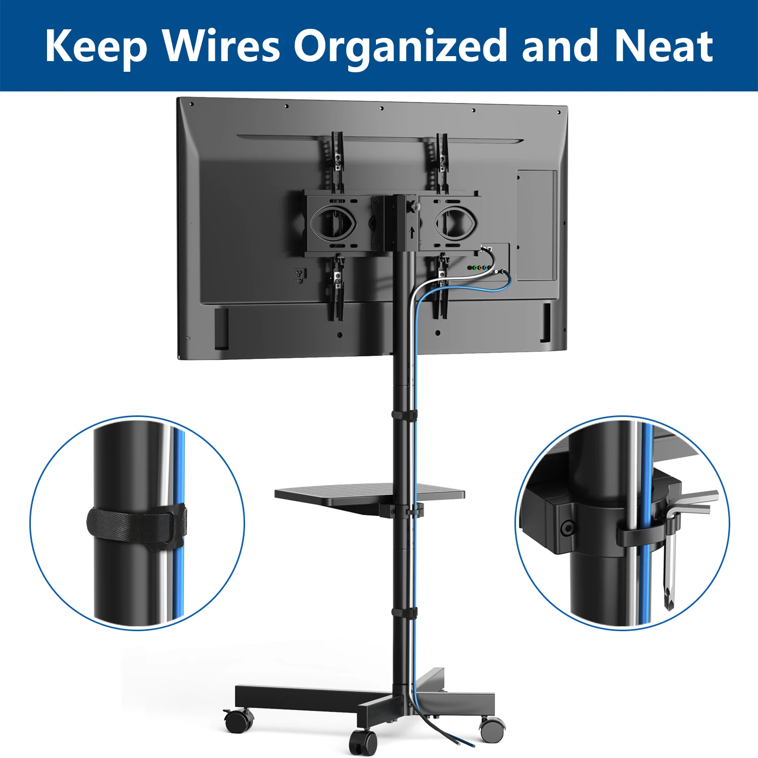 Mobile TV Stand With Bracket Height Adjustable TV Carts Flexible ...