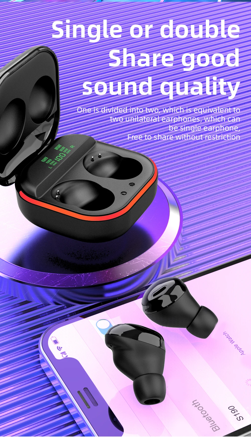 Factory Price S190 Tws V5.1 Earphones Gaming Earbuds Led Display ...