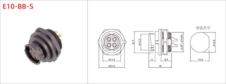 M10 Round Socket Connector Panel Mount Bulkhead Charge 2 3 4 5 6 7 8 ...