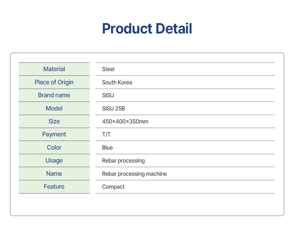 SISU 25B Rebar Bending Machine Rebar Processing Machine Made in Korea ...