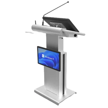 Dual Screen Lectern Electric Height-adjustable Podium Aluminum Body ...