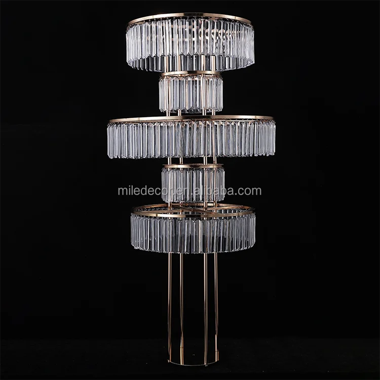 Acrylic Round Dessert Table Display Set - Gold Vase Plinth