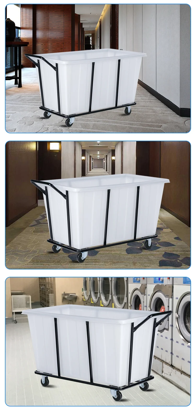 Heavy Duty Commercial Plastic Laundry Trolley Cart For Printing And ...