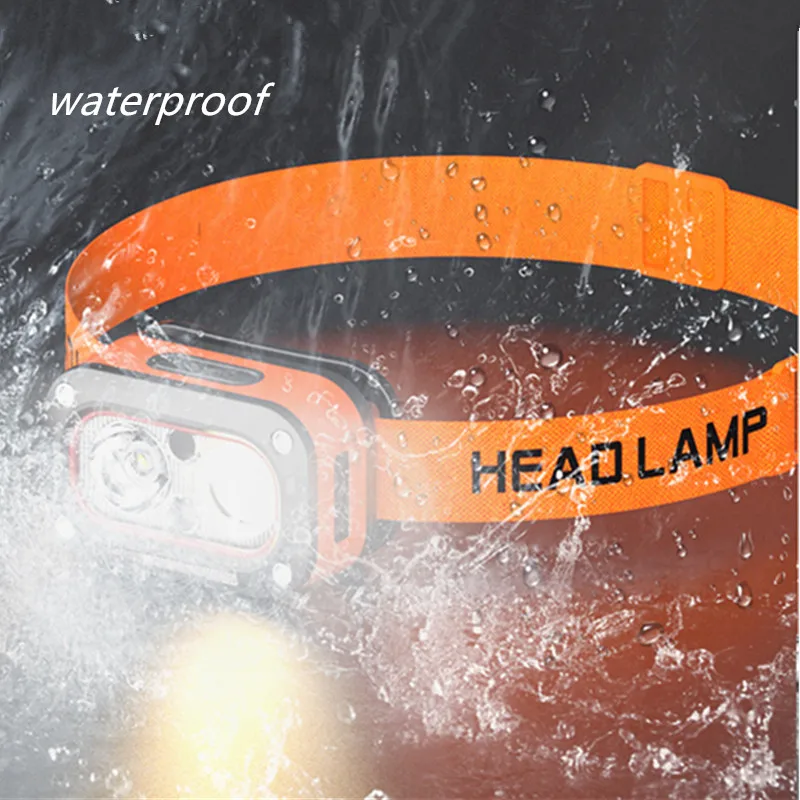 White Warm Red Light Digital Power Display Motion Sensor LED Headlamp ...