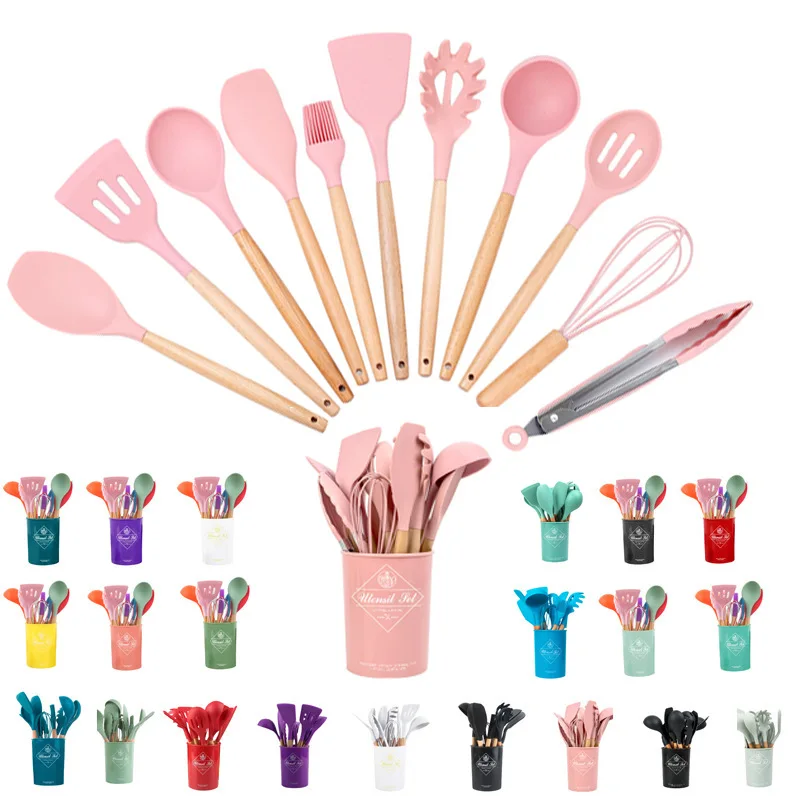 Custom 12 Pcs Set Silicone Kitchenware Accessories Cooking Tools Set ...