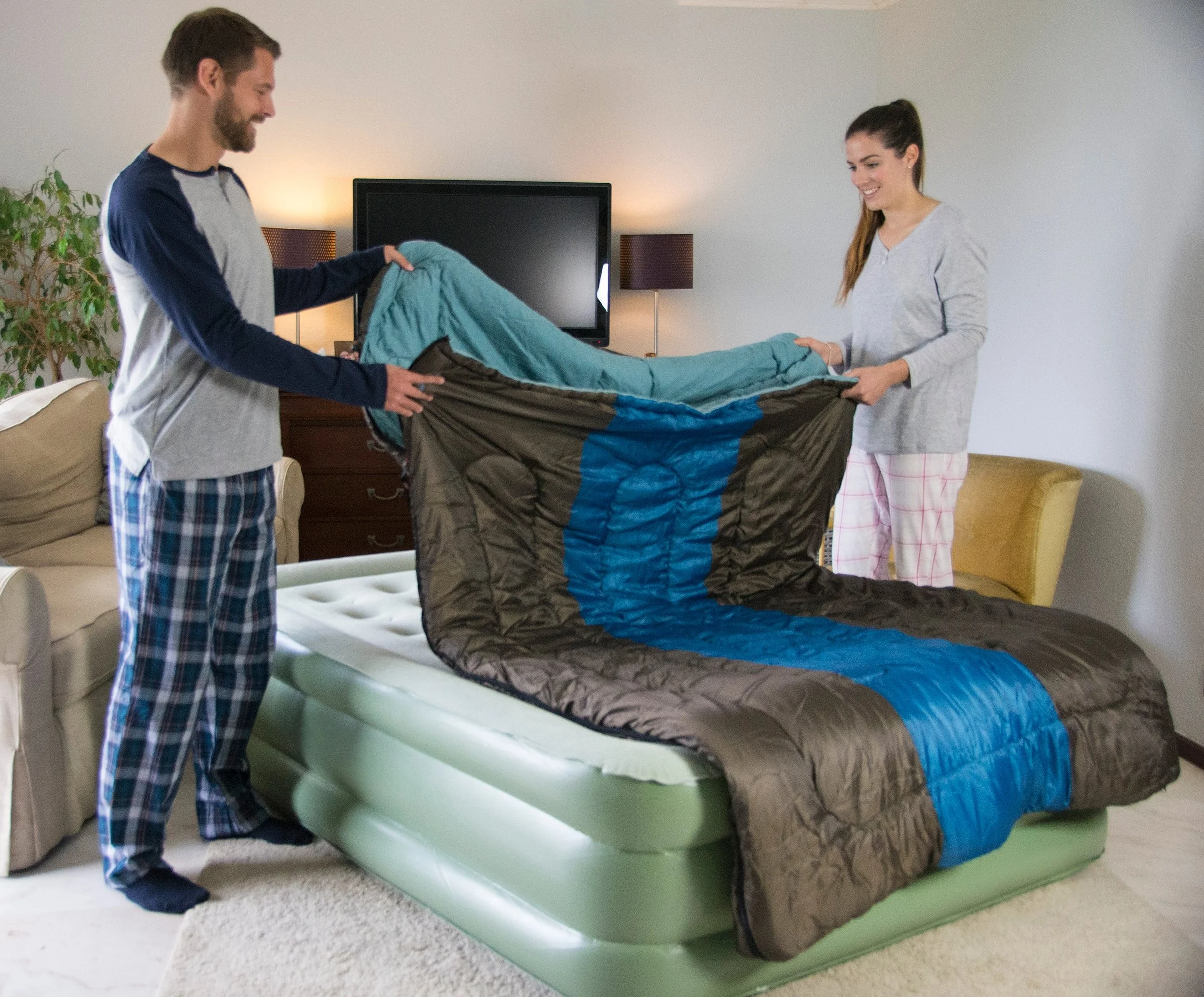 Factory Custom Inflatable Double Height Air Mattress King Size Camping ...