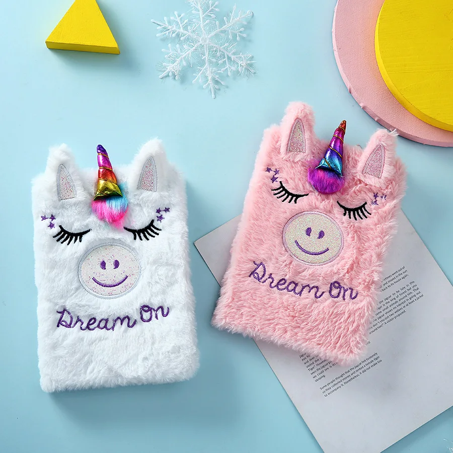 Factory Price Cute Animal Soft Girls Design Plush Notebook Diary Fluffy ...