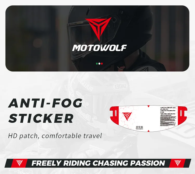 MOTOWOLF Anti-Fog Sticker Helmet Film - Transparent & Durable
