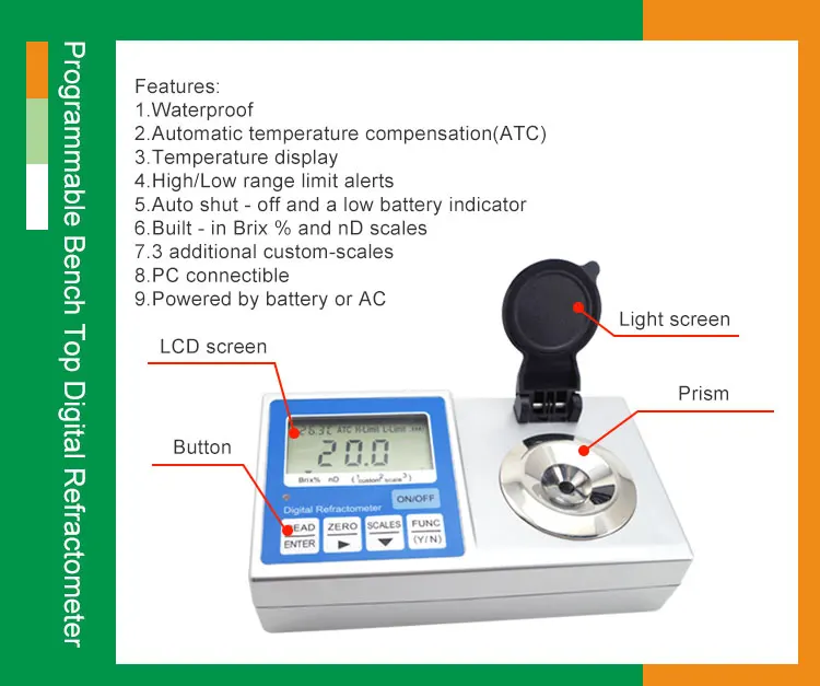 Hotsale Programmable Bench Top Table Digital Refractometer LH-PDR ...