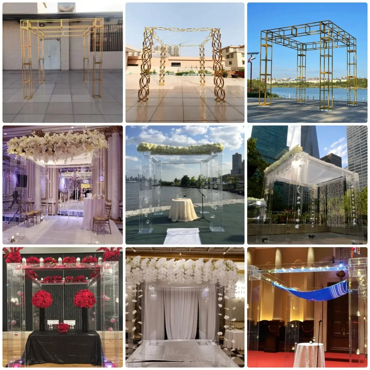 Event Decoration Backdrop Gold Metal Arch Canopy Wedding Gazebo Chuppah ...