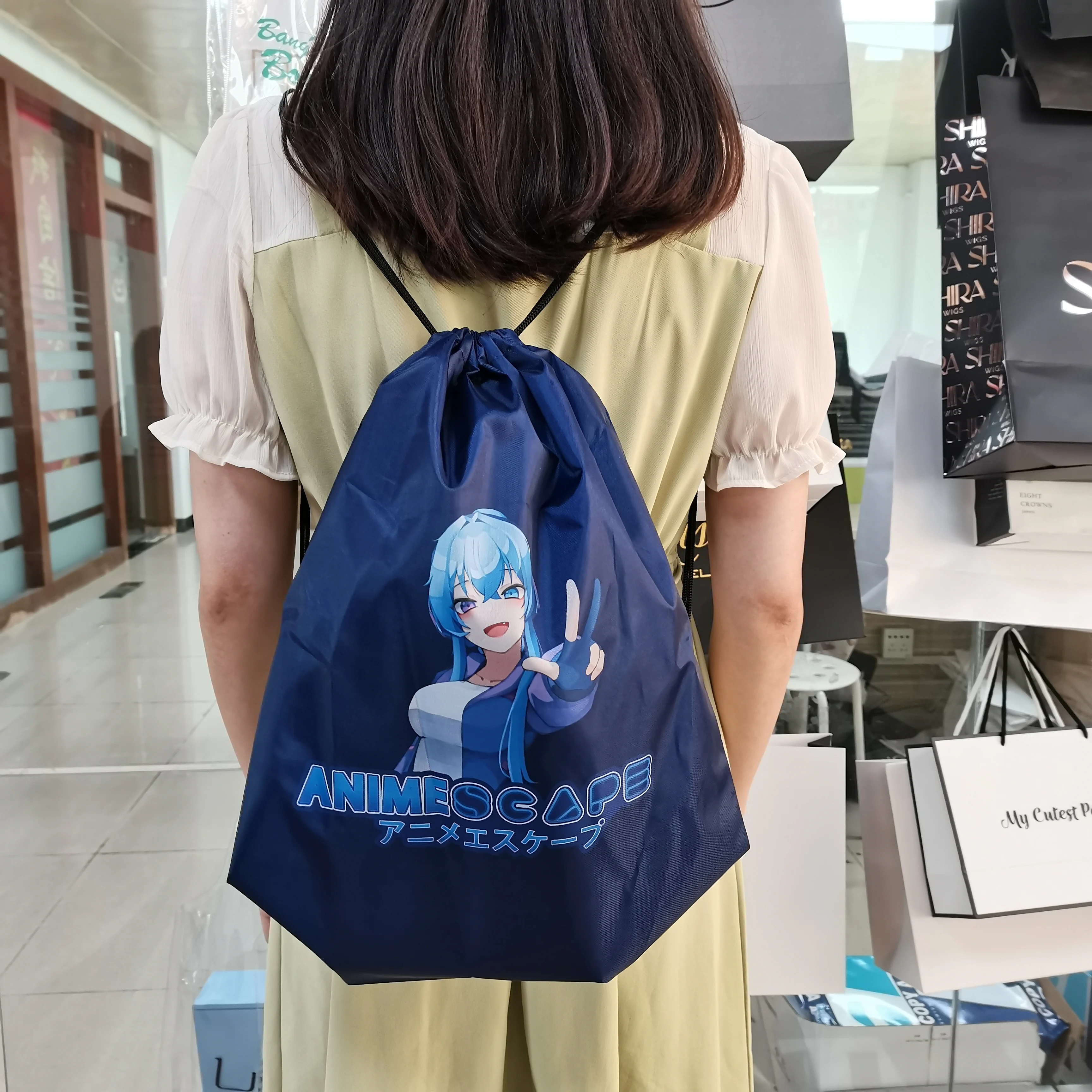 Drawstring Bags Reflective Sports Gym Backpack Pull String Backpacks ...