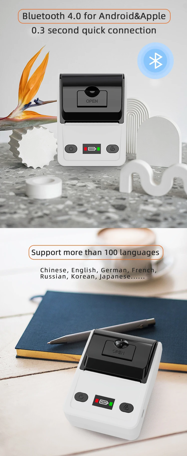 Goojprt 58mm Mini Bt Portable Receipt Android Usb Interface 2inch ...