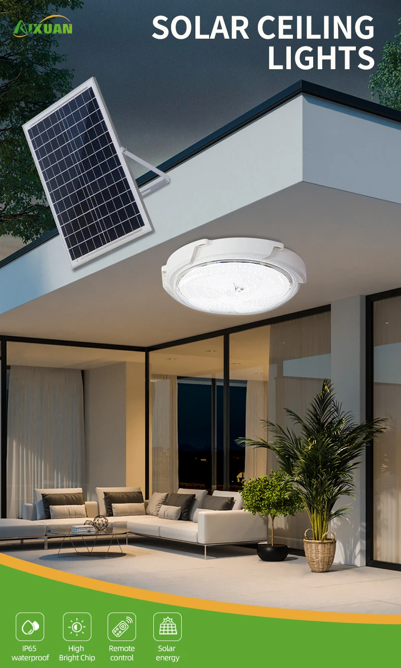 Rotating Panel Ceiling Light Solar System 100w Solar Powered Outdoor ...