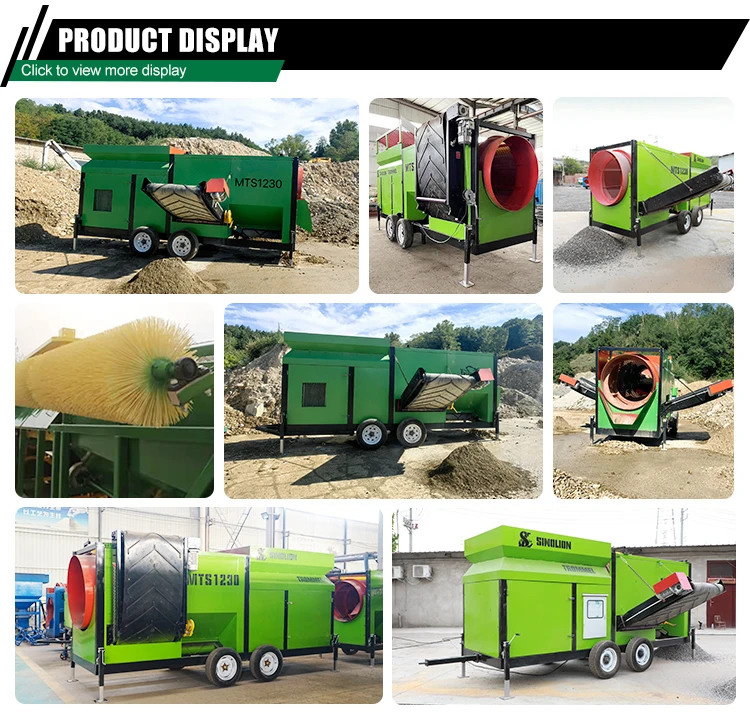60TPH Mobile Topsoil Screener Rotary Drum Screen Sand Sieving Machine ...
