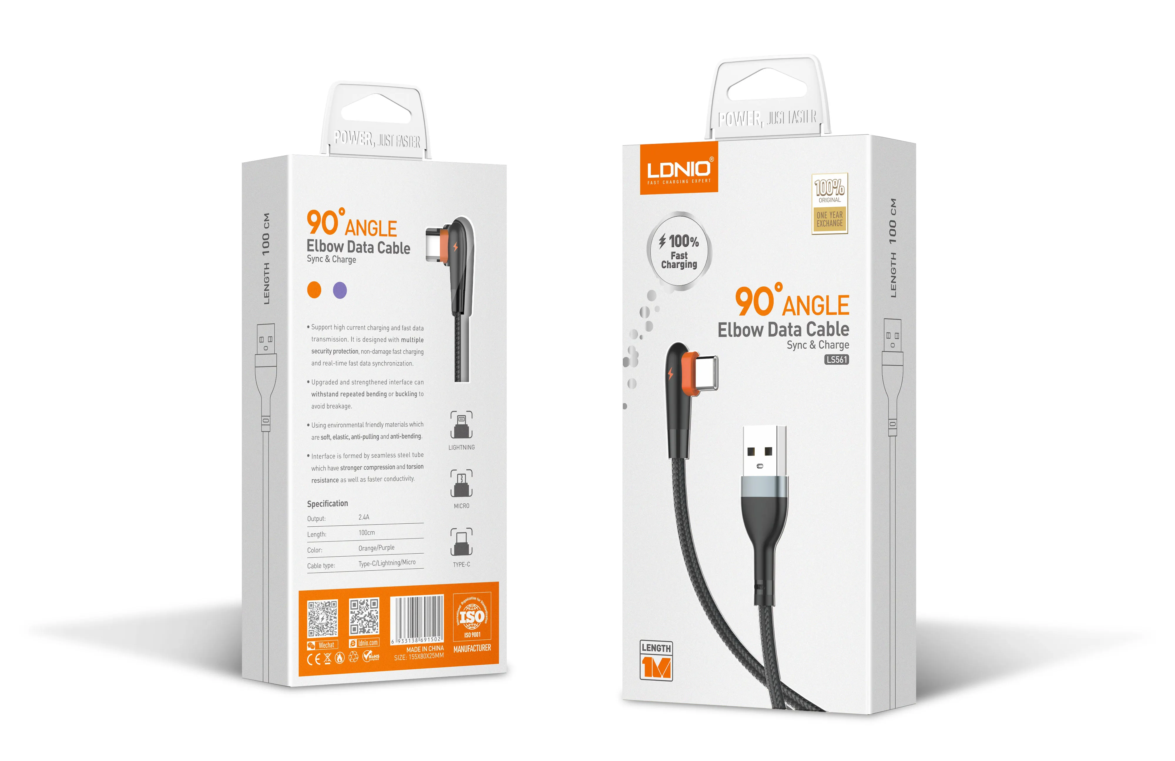 Ldnio Ls561流行的原始设备制造商弯头90角聚氯乙烯通用串行总线电缆2.4a微型闪电型通用串行总线数据电缆 - Buy Usb数据线 ...