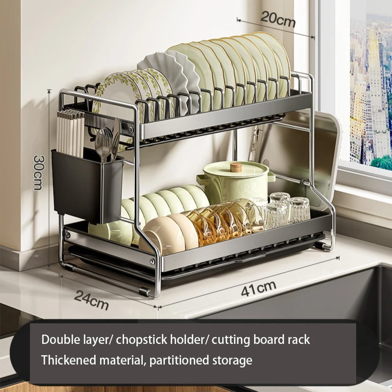 Ins Style Kitchen Dish Rack Chopsticks Bowl Plate Storage Rack ...